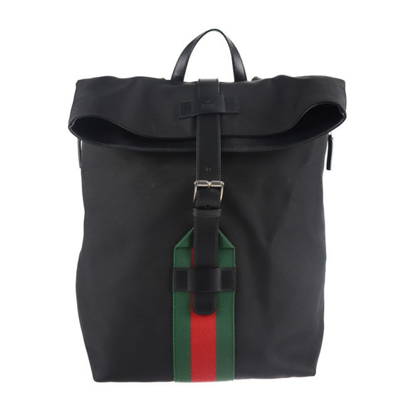 Gucci | Bags | Gucci Sherry Line Rucksack Canvas Leather Backpack Black ...